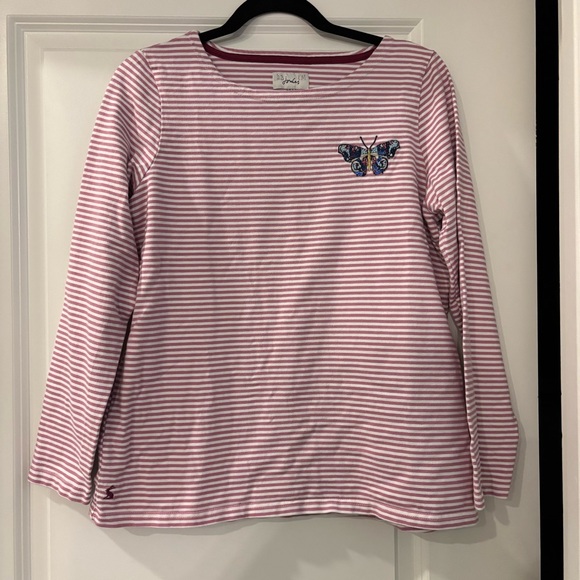 Joules | Tops | Joules Harbour Pink And White Striped Butterfly ...